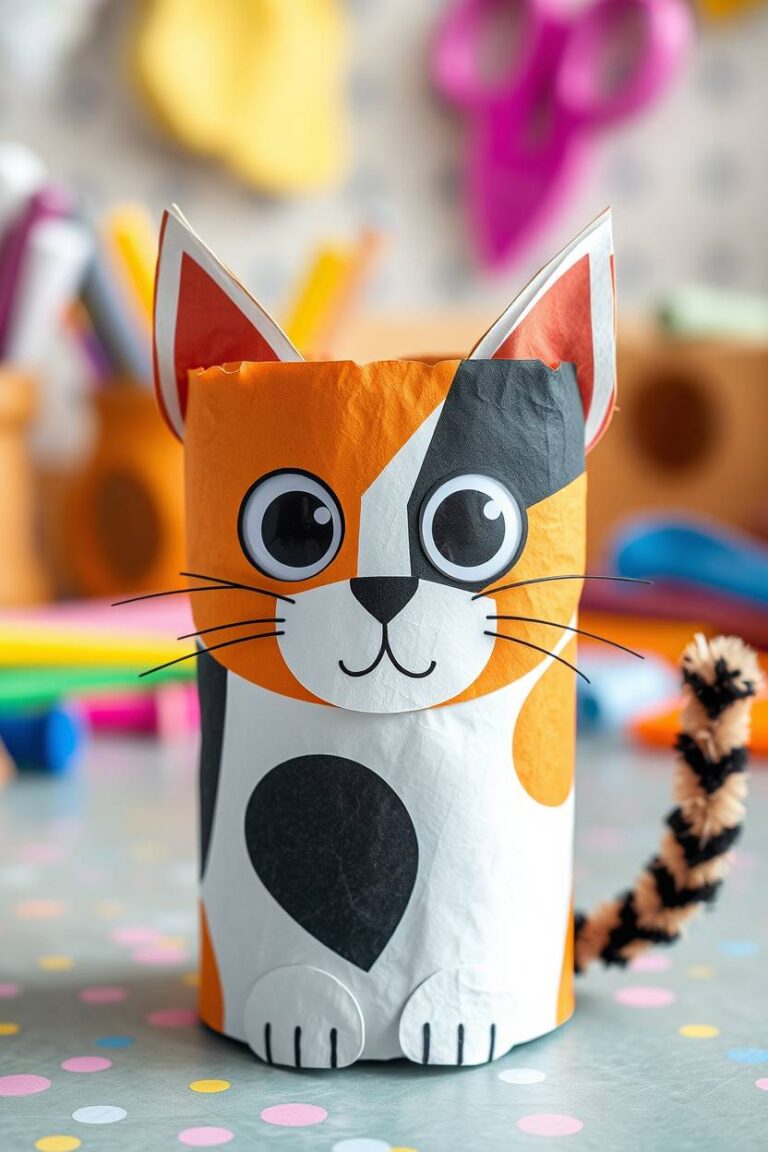 Cute Paper Roll Cat Craft - DIY Art and Crafts Ideas